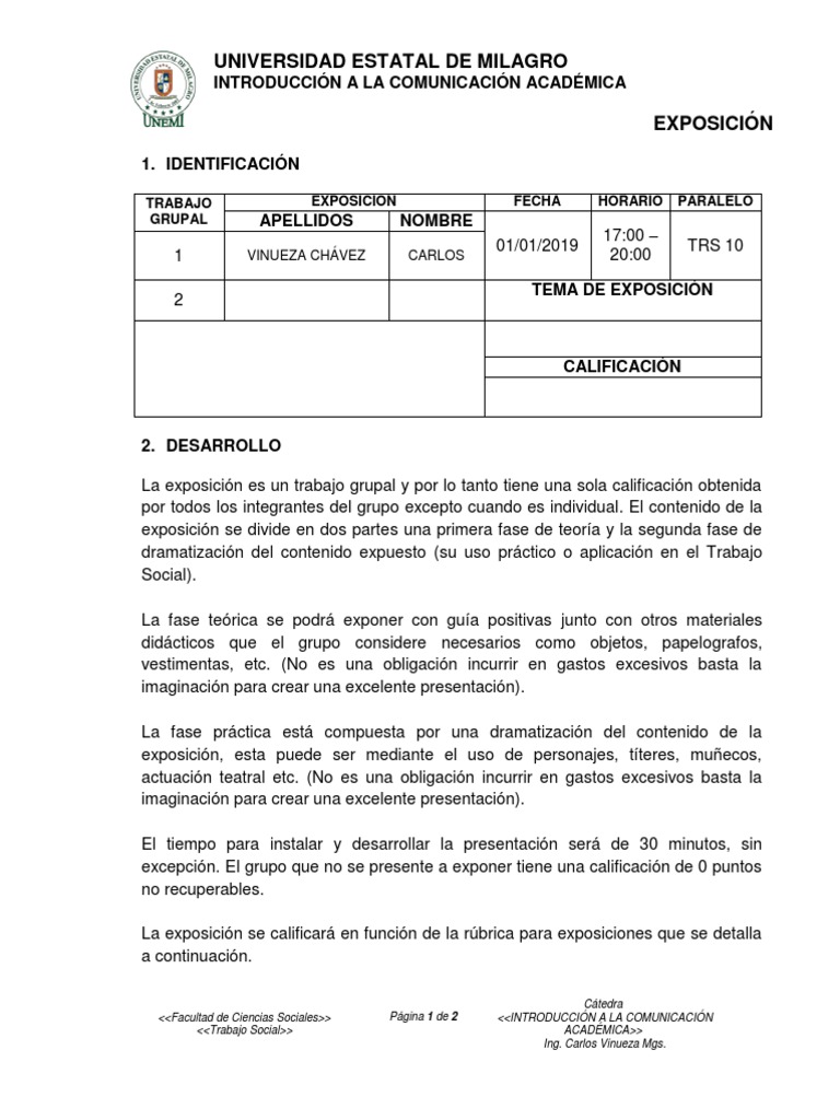 Formato para Exposiciónes Ica | PDF