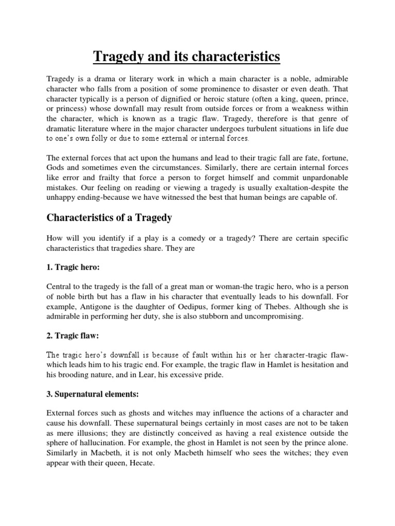 Tragedy and Its Characteristics | PDF | Tragedy | Hero