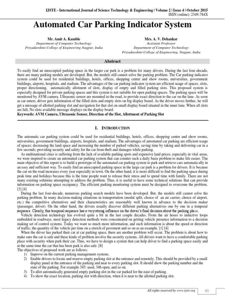 Automated Car Parking Indicator System | PDF | Parking | Parking Lot