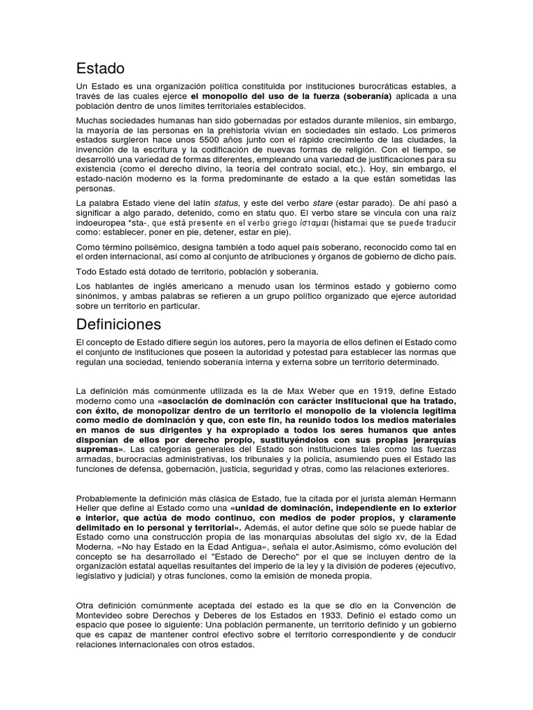 Definición y características del Estado | PDF | Federación | Estado ...