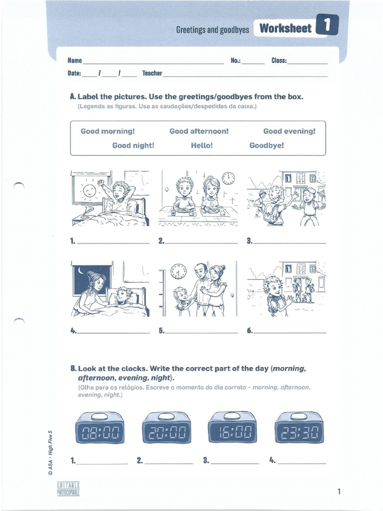 High Five 5 - Review Worksheets | PDF