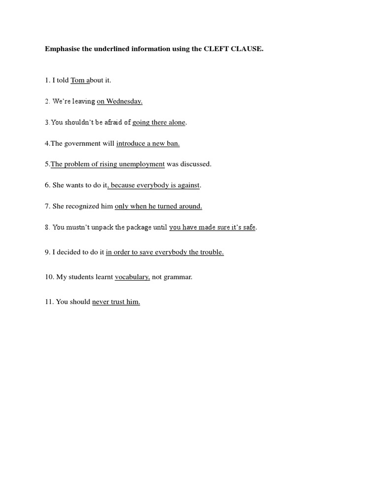 Cleft Clause Practice | PDF