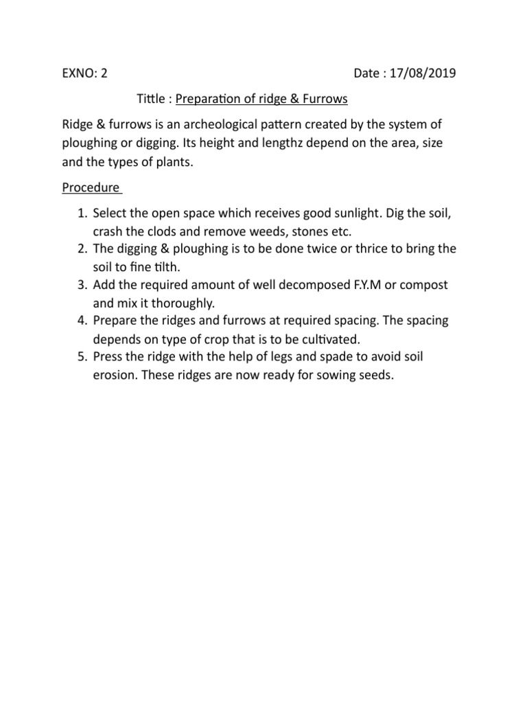 Ridges Practical | PDF | Home & Garden | Technology & Engineering