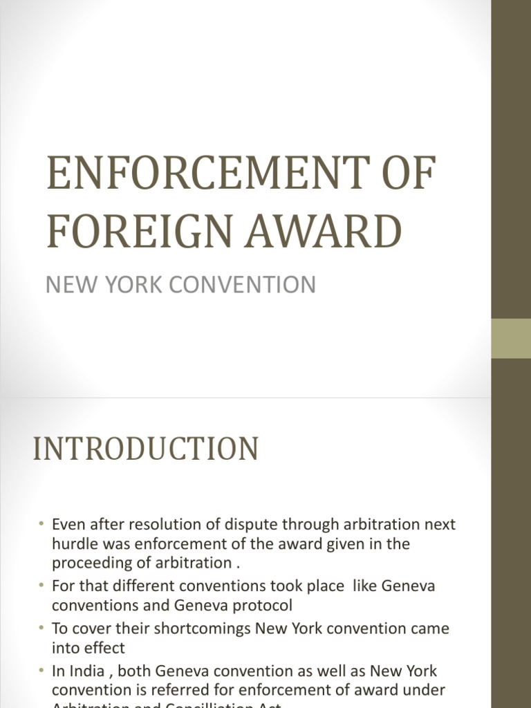 Enforcement of Foreign Awards in India | PDF | Arbitration | Treaty