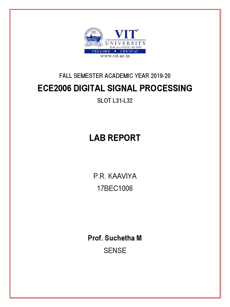 DSP Lab Report | PDF | Digital Signal Processing | Discrete Fourier Transform