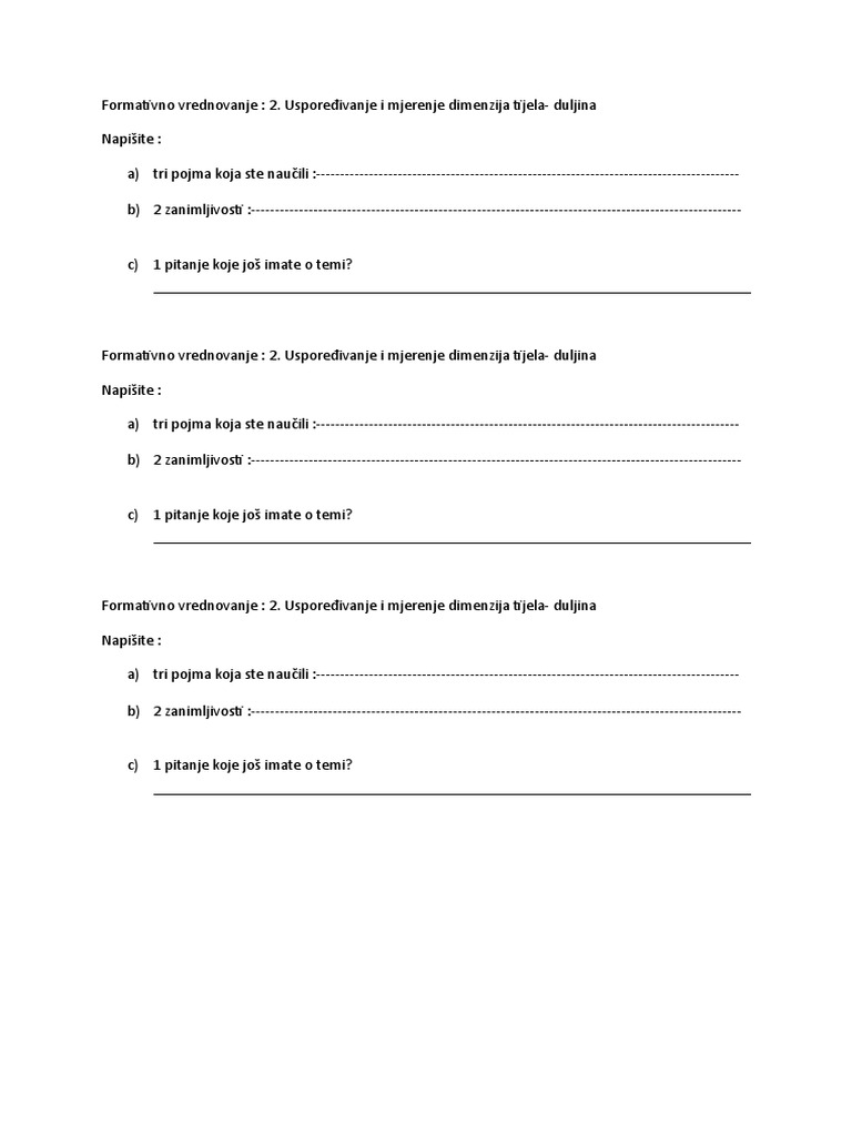 Formativno vrednovanje-LISTIĆ | PDF