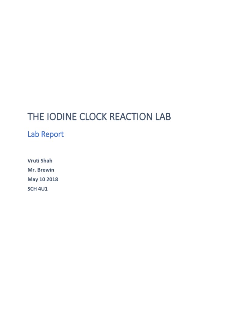 The Iodine Clock Reaction Lab | PDF | Reaction Rate | Chemical Reactions