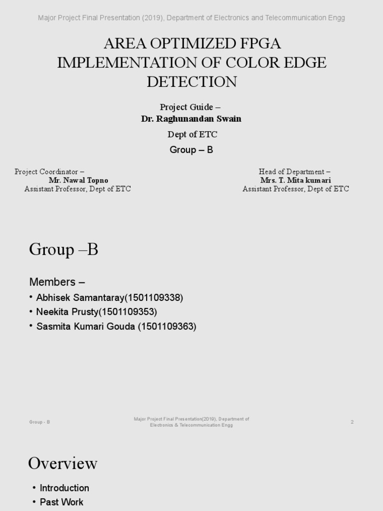 Area Optimized Fpga Implementation Of Color Edge Detection Project Guide Dept Of Etc Group