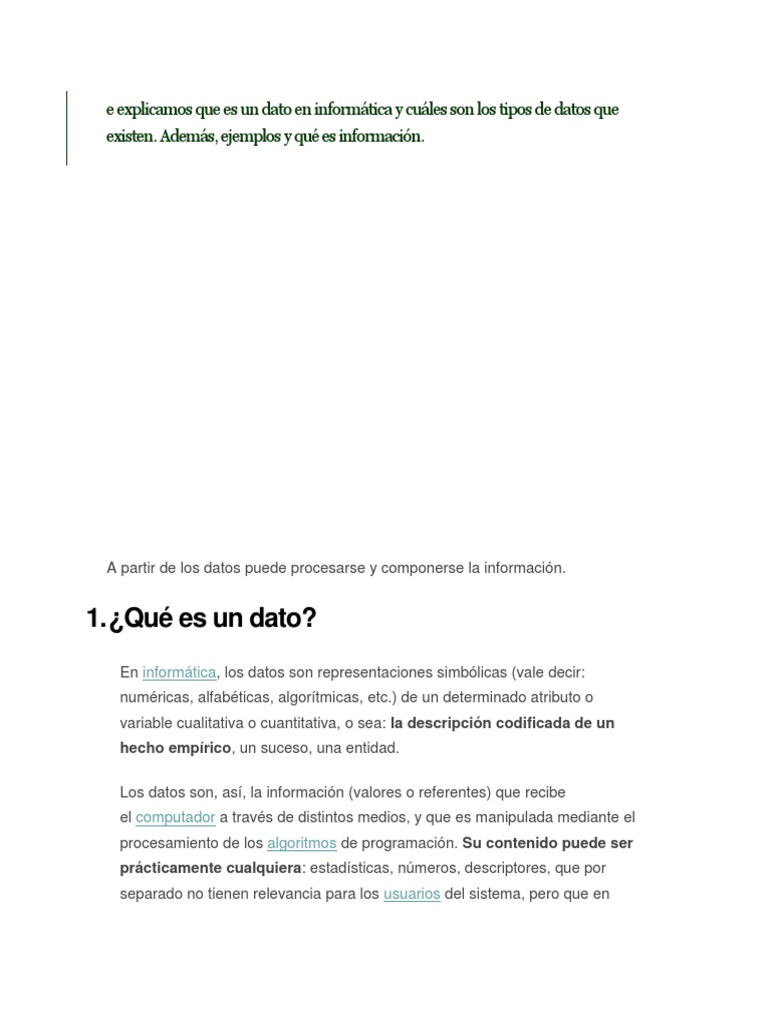 E Explicamos Que Es Un Dato en Informática y Cuáles Son Los Tipos de ...