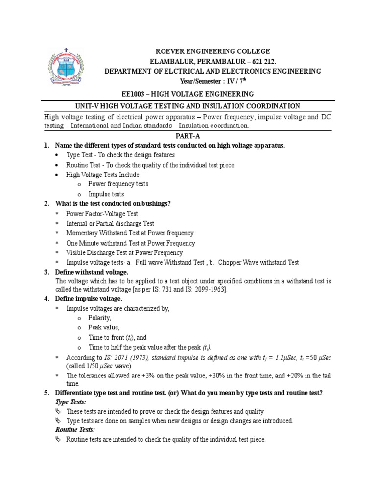 Unit 5 | PDF | Insulator (Electricity) | Electric Arc