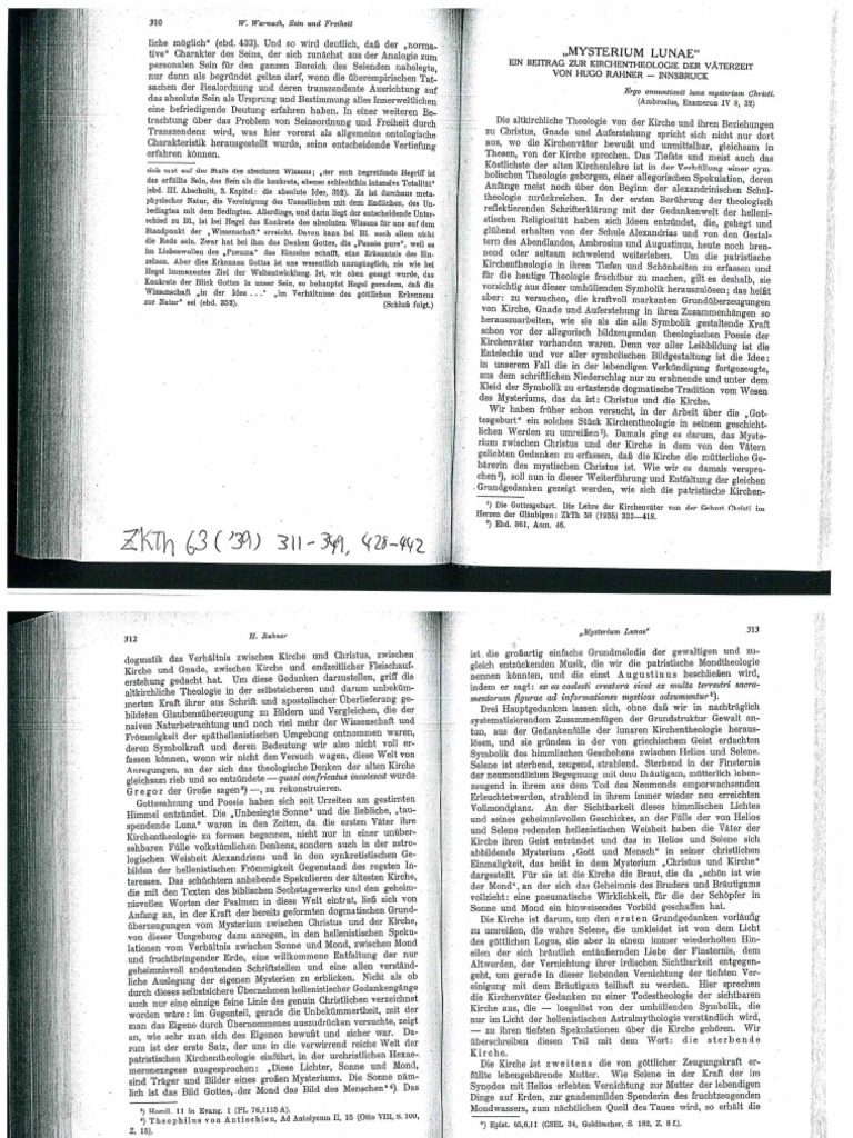 Hugo Rahner Mysterium Lunae PDF | PDF