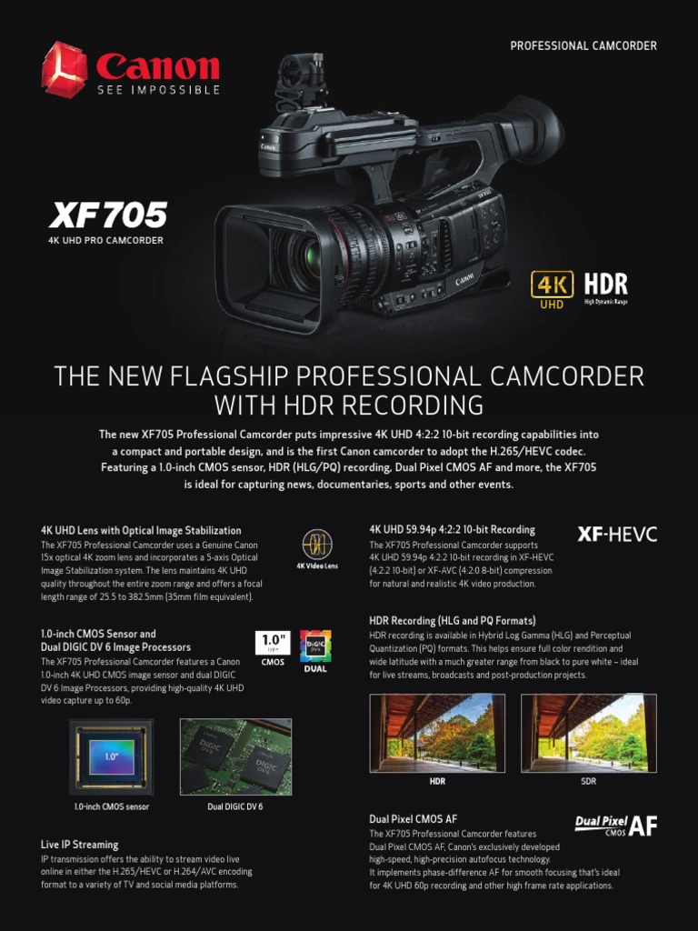 Canon Xf705 | PDF | Image Stabilization | Autofocus