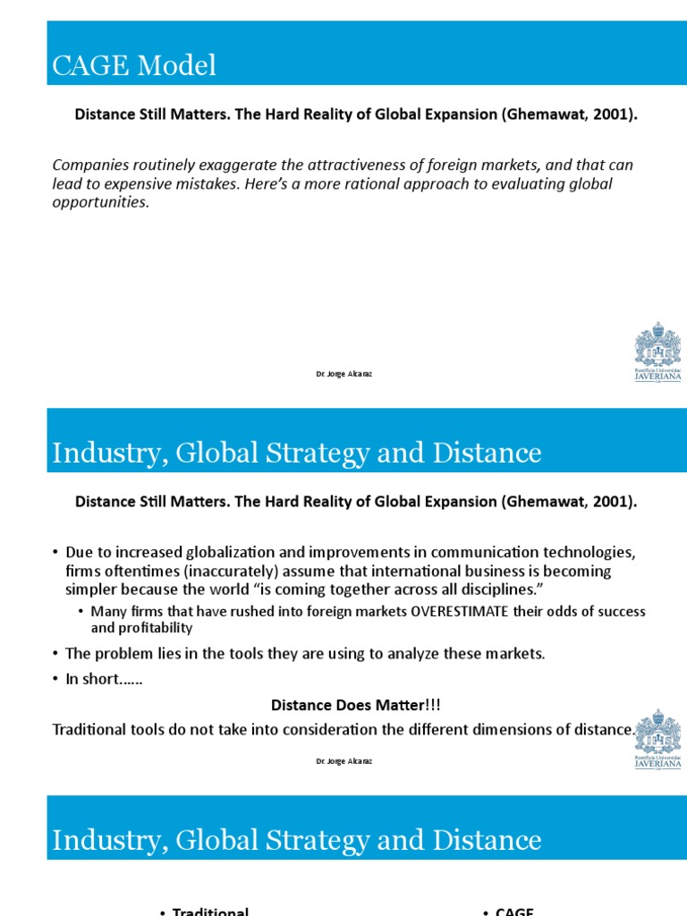 Clic para Editar Título CAGE Model: Distance Still Matters. The Hard ...