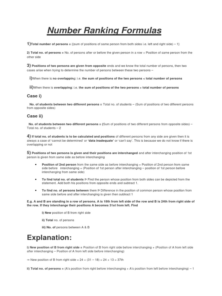 Formulas for Solving Number Ranking Problems Involving Persons Sitting ...