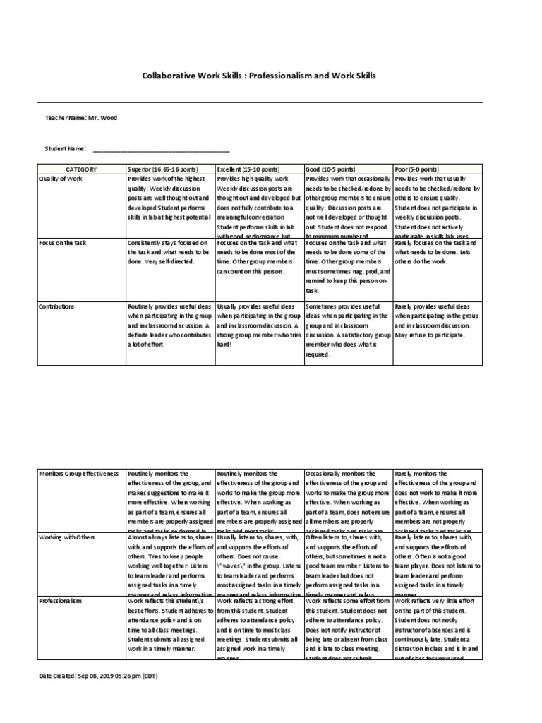 Ws Rubric | Download Free PDF | Applied Psychology | Behavior Modification