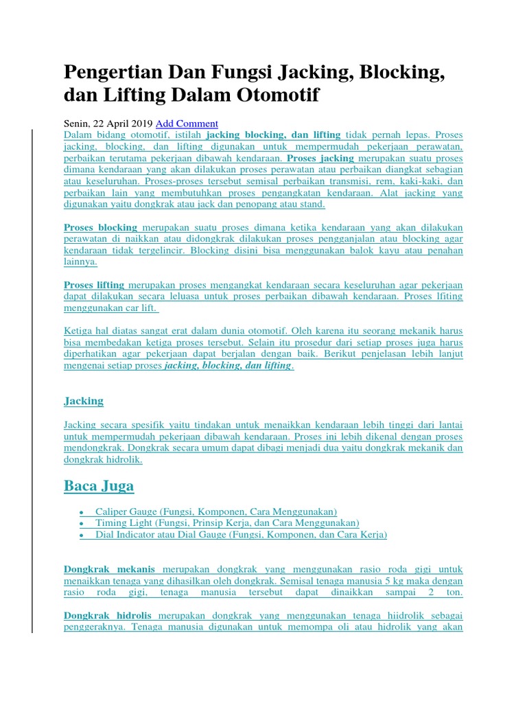 Pengertian Dan Fungsi Jacking | PDF