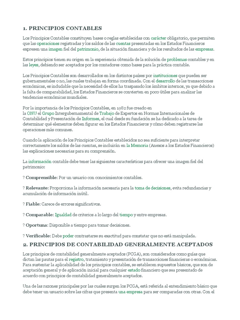 Principios Contables y PCGA Explicados | PDF | Contabilidad | Estado ...