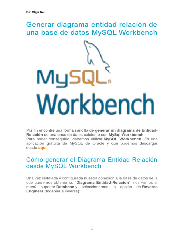 Generar Diagrama Entidad Relación de Una Base de Datos MySQL Workbench | PDF | Mi sql | Información