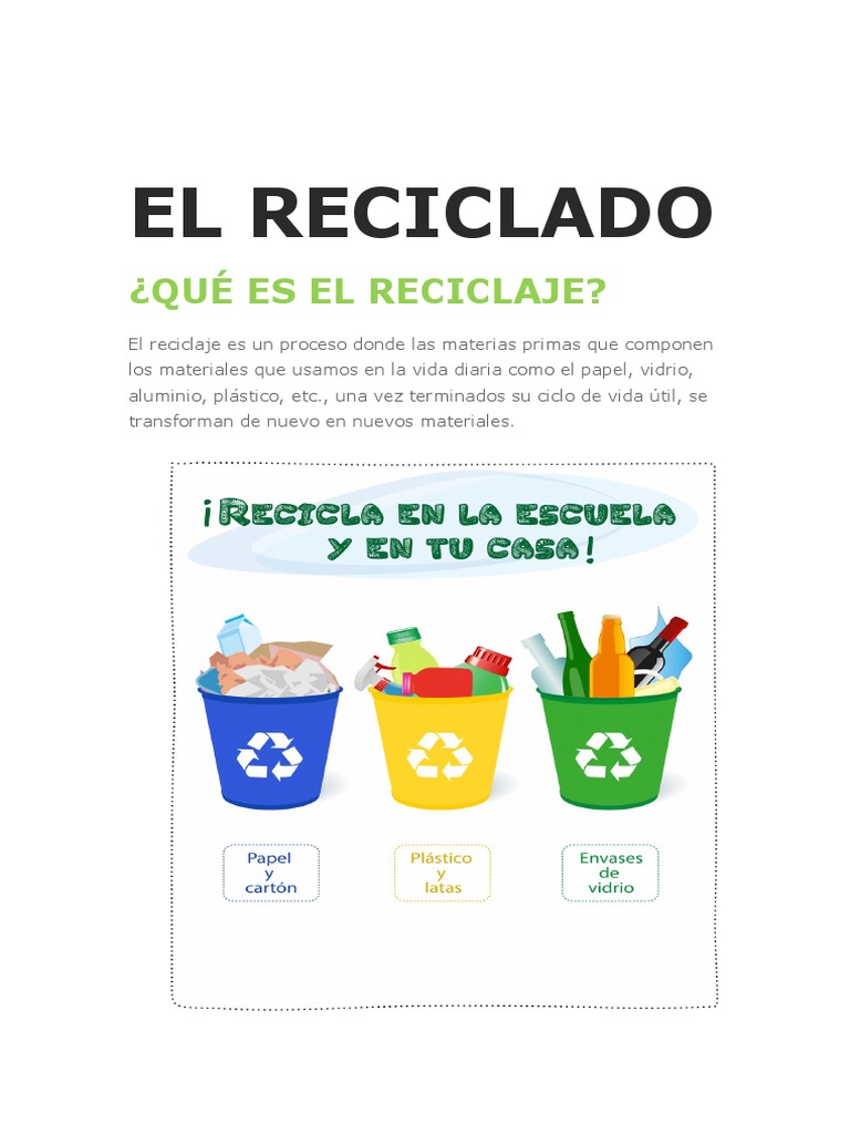 El Reciclaje | PDF | Reciclaje | El plastico