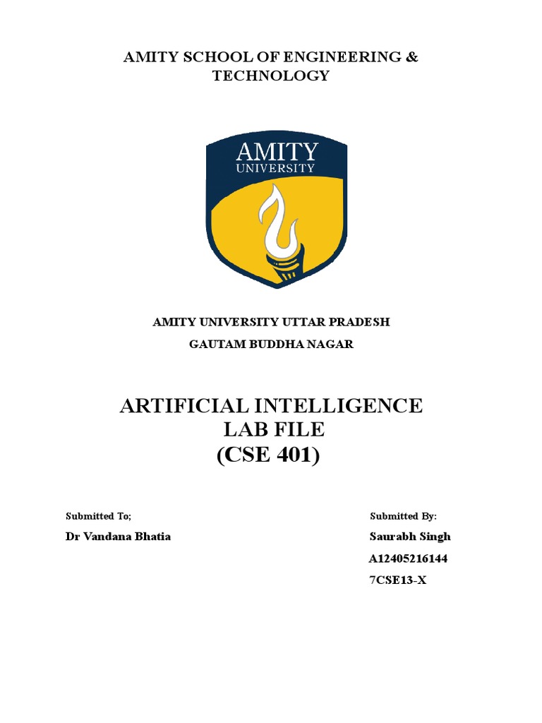 Artificial Intelligence Lab File | PDF | Fuzzy Logic | Algorithms And Data Structures