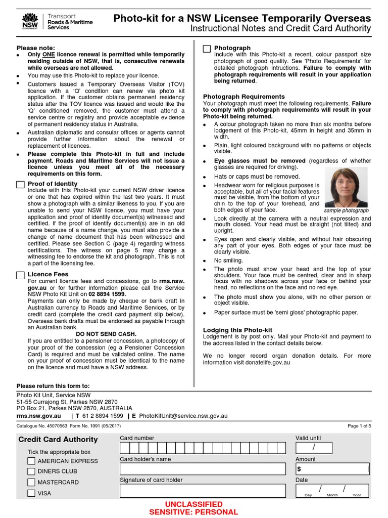 Photo Kit NSW Licensee Temp Overseas | PDF | Identity Document | Driver ...