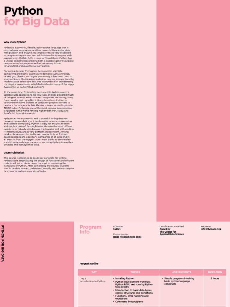 For Big Data: Why Study Python? | PDF | Python (Programming Language ...