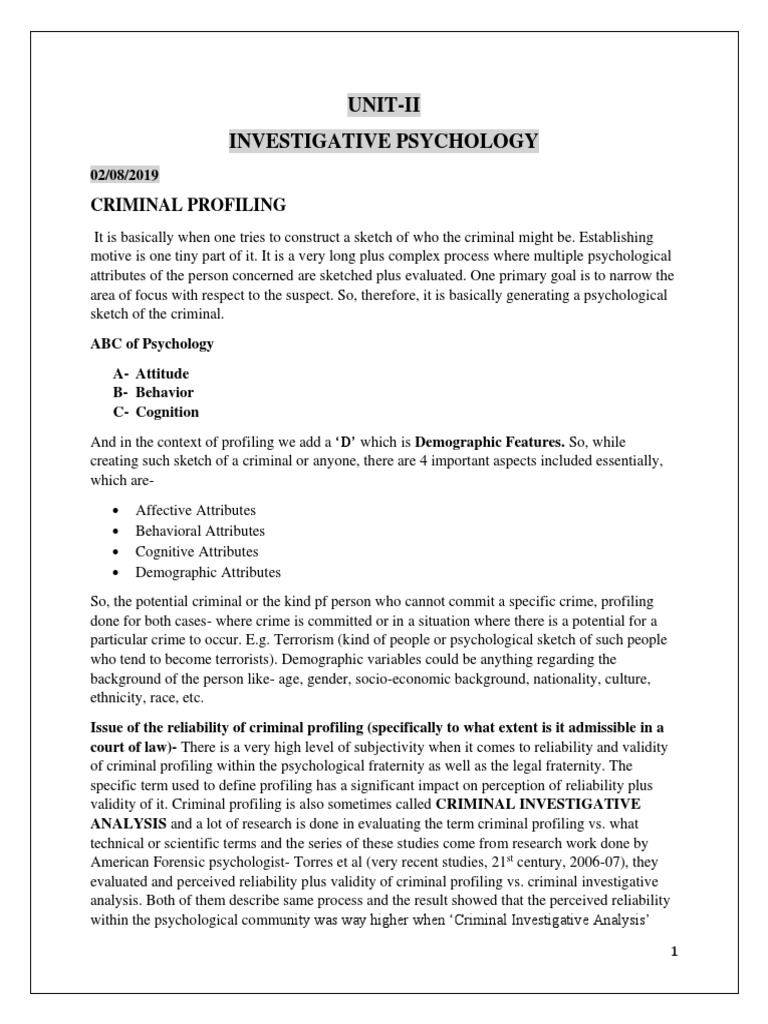 Investigative Psychology | PDF | Offender Profiling | Racial Profiling