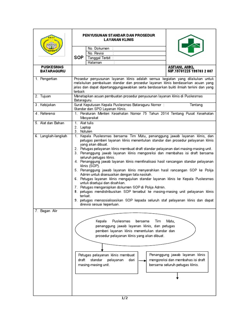 SOP Layanan Klinis Puskesmas Bataraguru | PDF | Kesehatan Holistik | Sains & Matematika