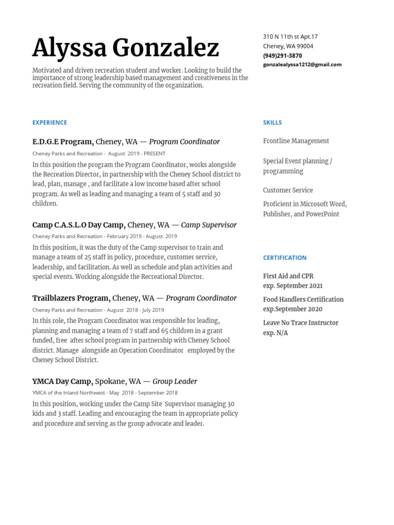 Updated Resume Novemebr 2019 | PDF | Behavior Modification | Learning