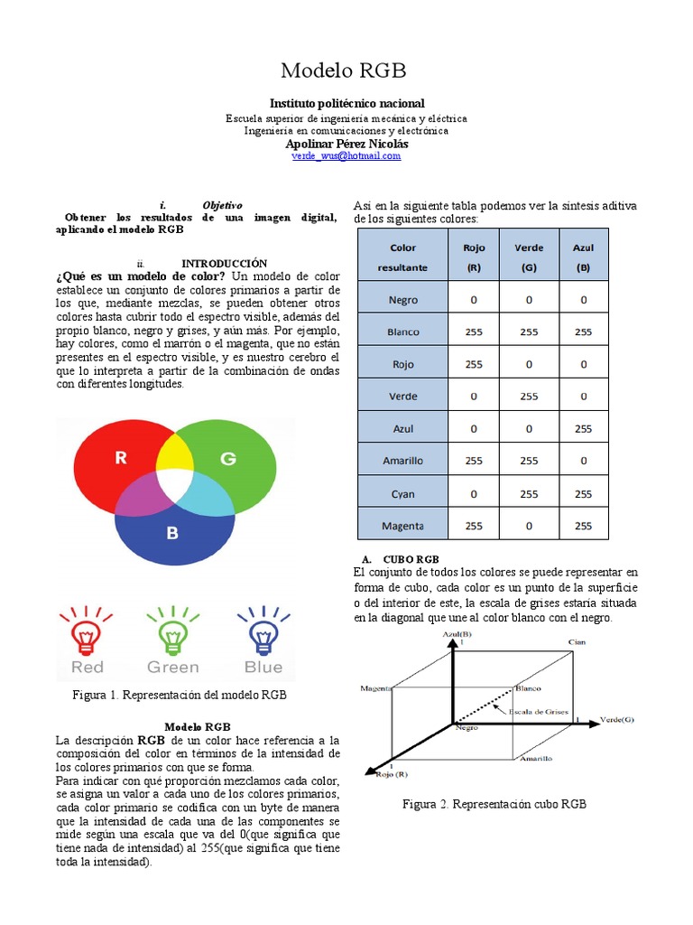 Modelo RGB: Instituto Politécnico Nacional | PDF | Modelo de color Rgb ...