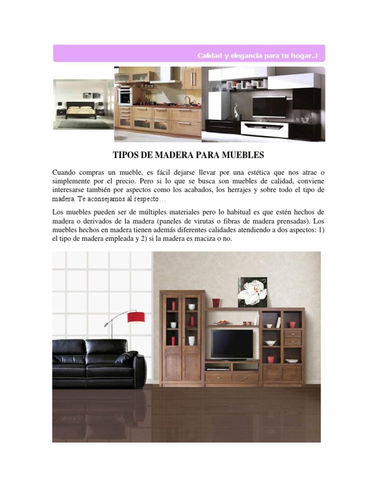 Tipos de Madera para Muebles | PDF | Madera | Gabinetes