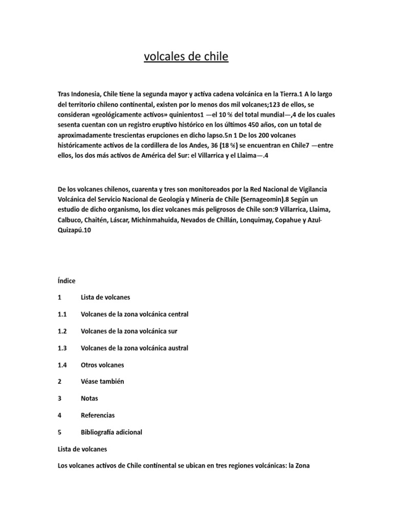Volcanes de Chile | PDF | Volcán | Chile