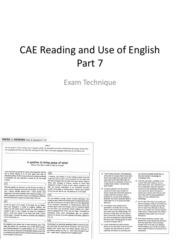 CAE Reading and Use of English: Exam Technique | PDF