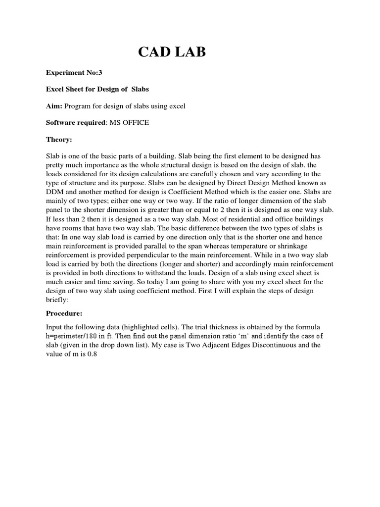 CAD LAB Experiment No 3 Excel Sheet For | PDF | Beam (Structure ...