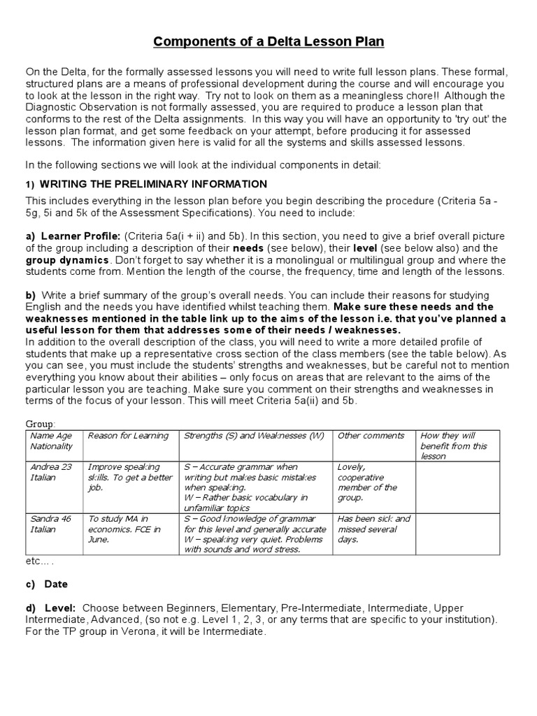 Delta Lesson Plan | PDF | Lesson Plan | Learning