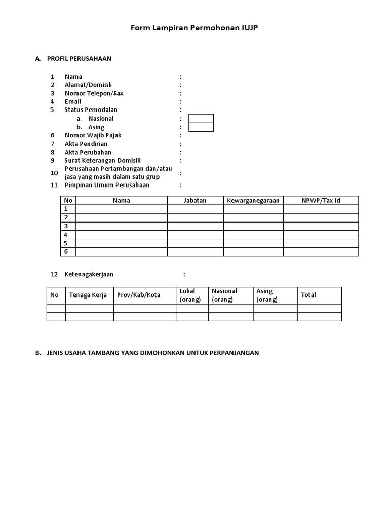 Form Lampiran Permohonan IUJP-kosong | PDF