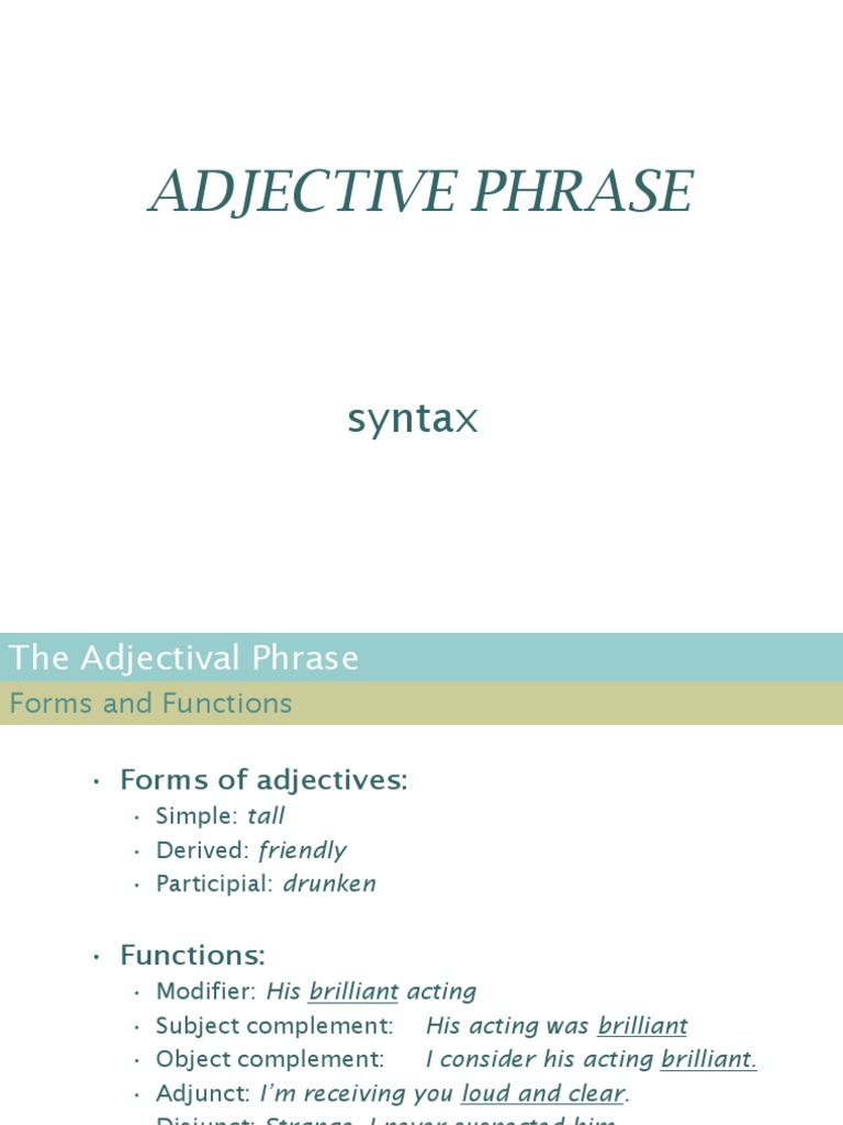 Adjectival Phrase | PDF | Adjective | Philology