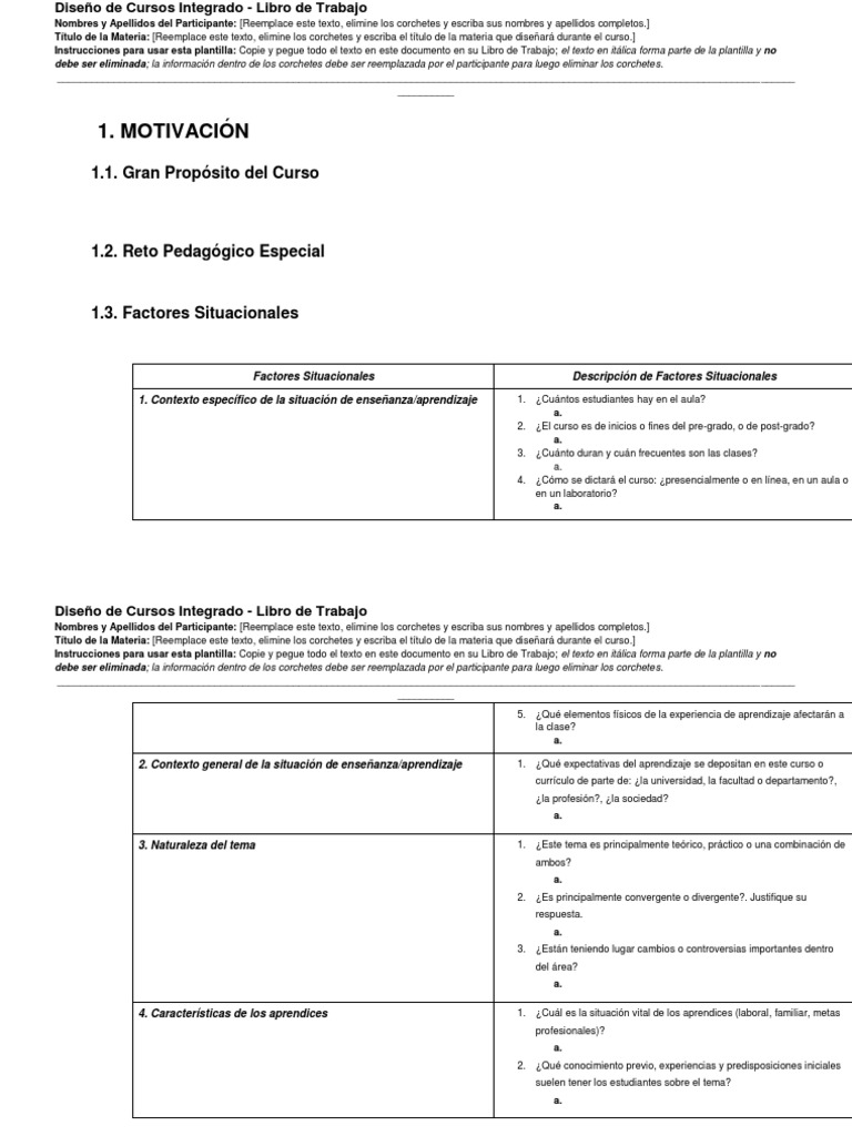 Formato para Diseñar Cursos Integrados de Acuerdo A La Taxonomia de Dee ...