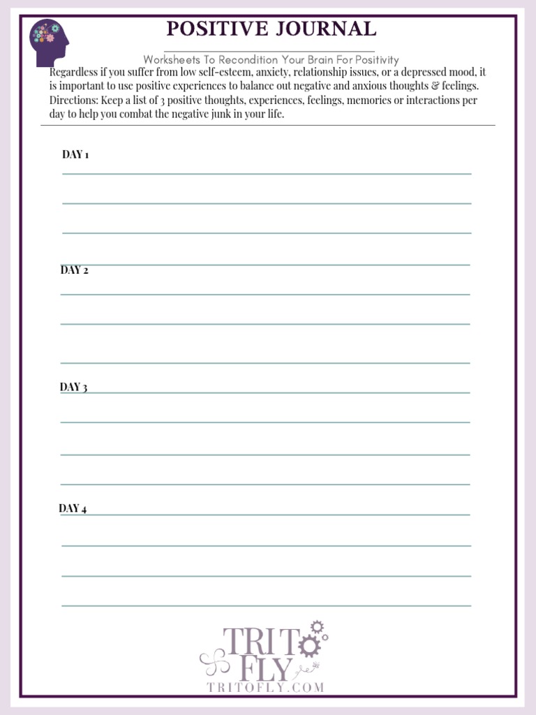 Positive Journaling Self-Help Worksheets | PDF