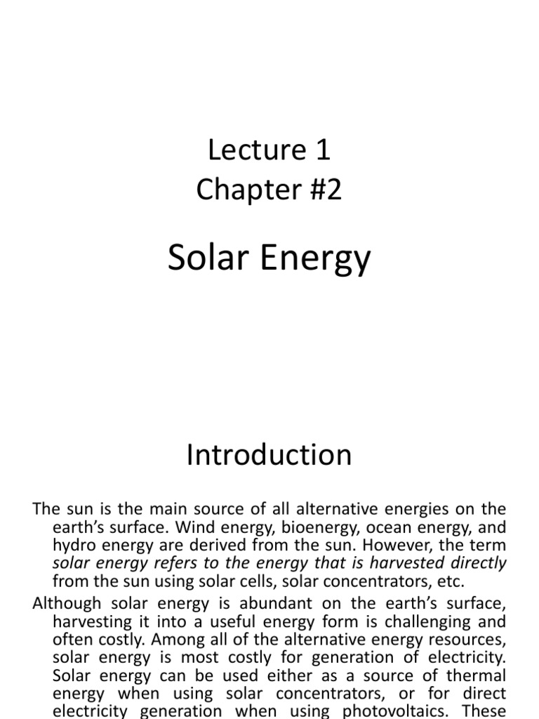 Chapter #2: Solar Energy | PDF | Sun | Earth