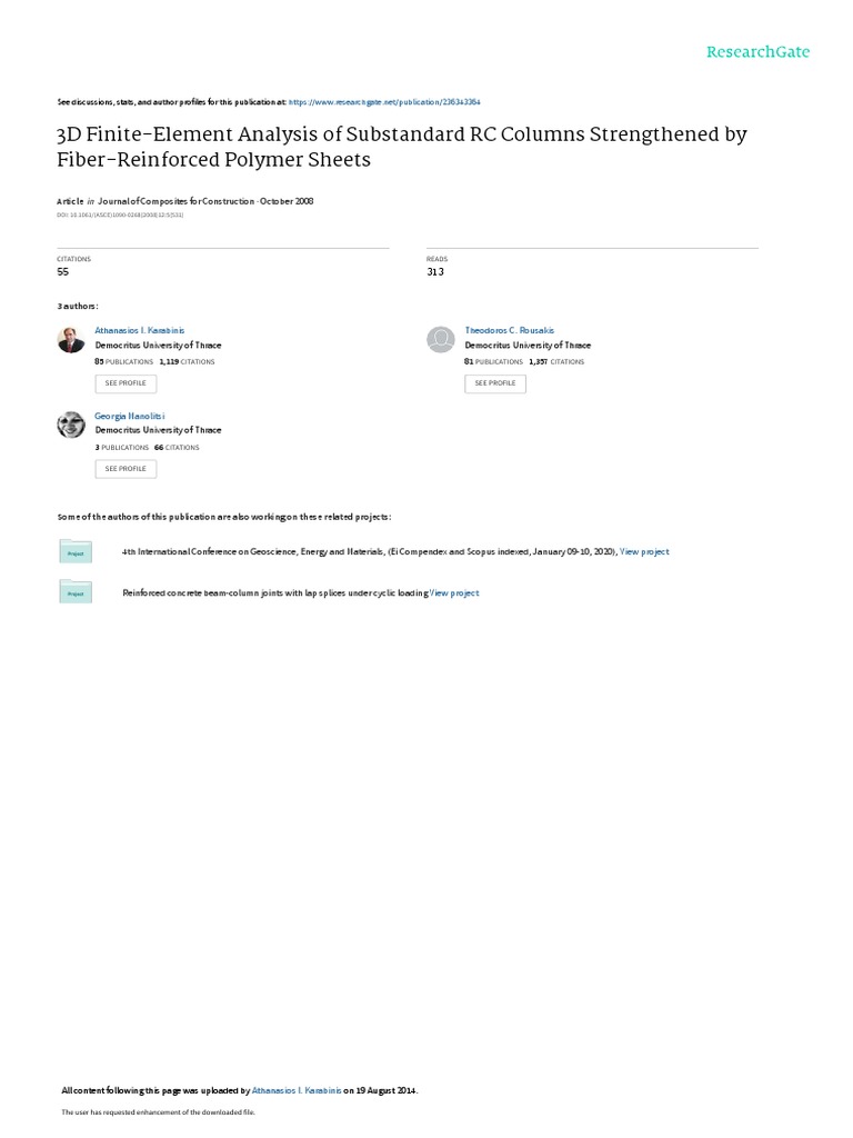 3D Finite-Element Analysis of Substandard RC Columns Strengthened by ...