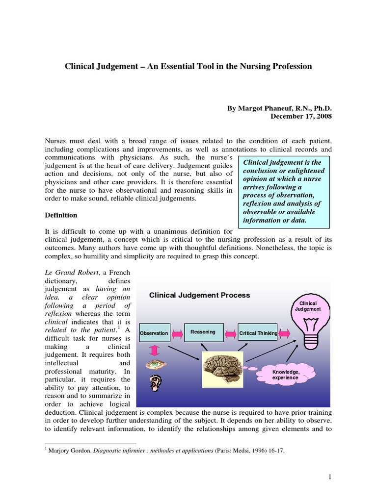 Understanding Clinical Judgement in Nursing | PDF | Reason | Nursing