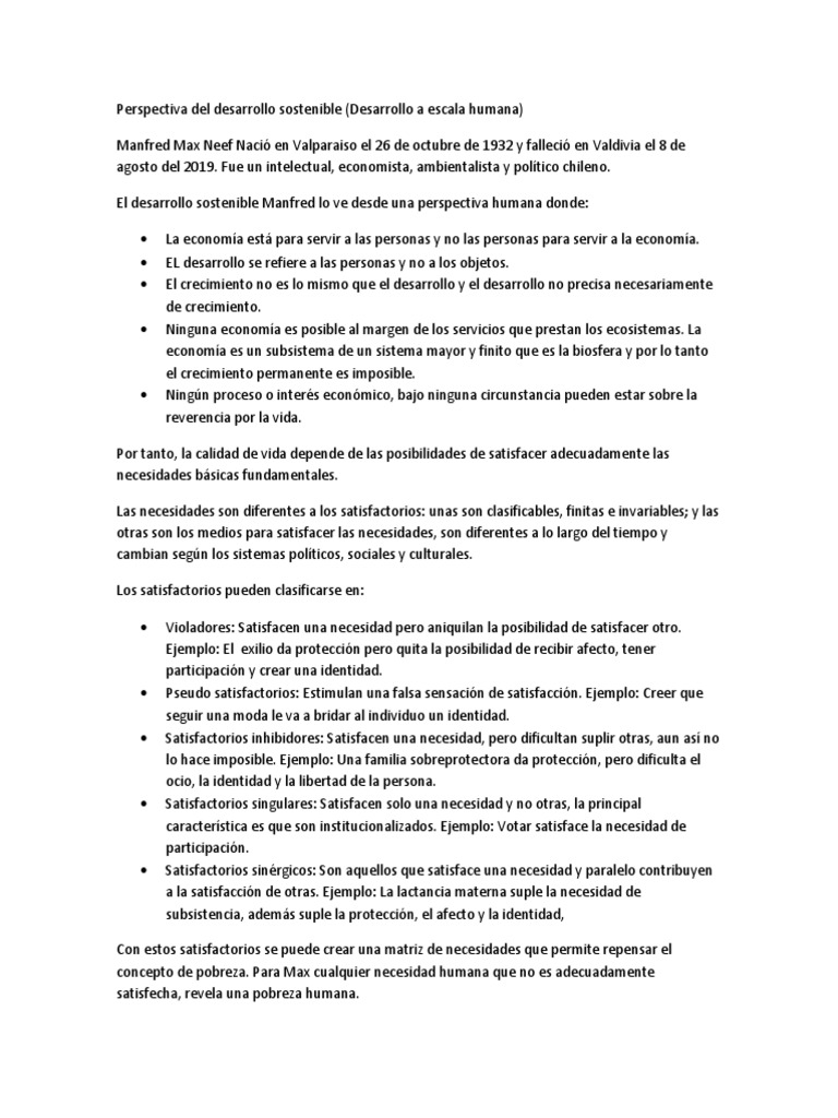 Manfred Max Neef | PDF | Desarrollo sostenible | Pobreza