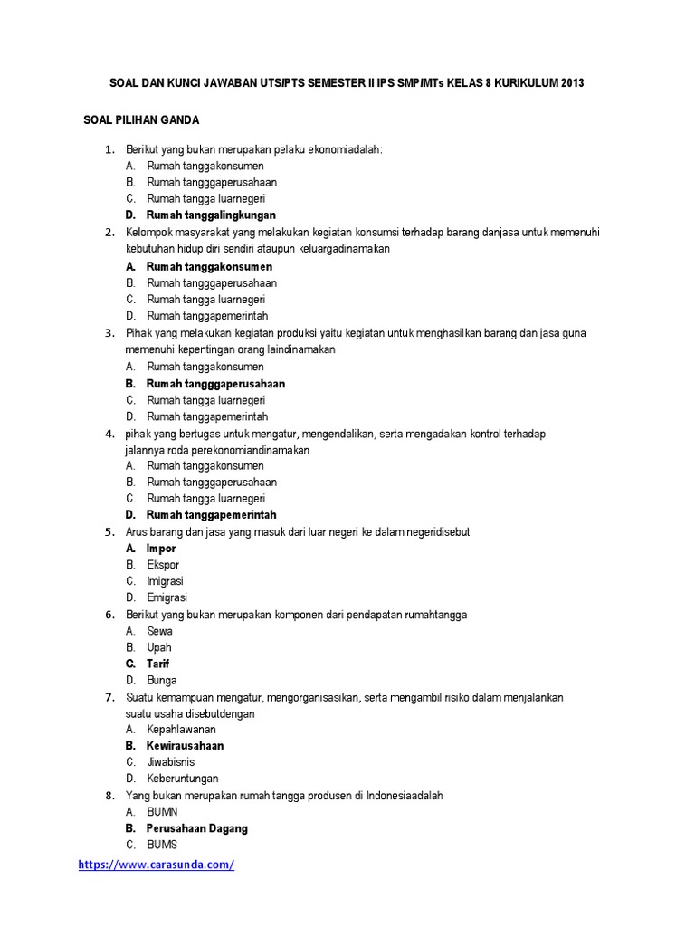 Soal UTS2 IPS 8 K13 | PDF | Pengelolaan Keuangan & Uang | Ilmu Sosial