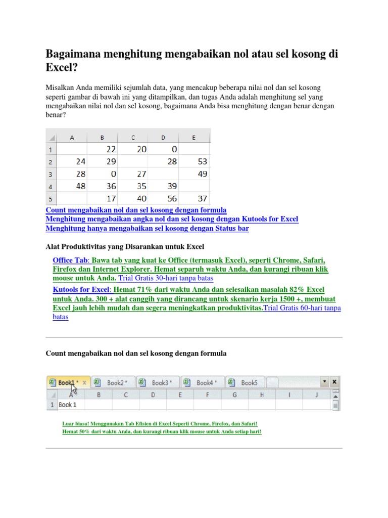 Menghitung Sel Tanpa Nol dan Kosong di Excel | PDF