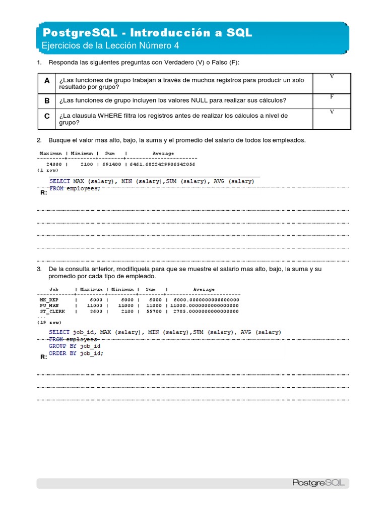 PostgreSQL Leccion 4 Ejercicios EliasBautista | PDF | SQL | Bases de datos