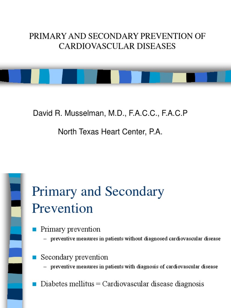 Primary and Secondary Prevention of Cardiovascular Diseases | PDF ...
