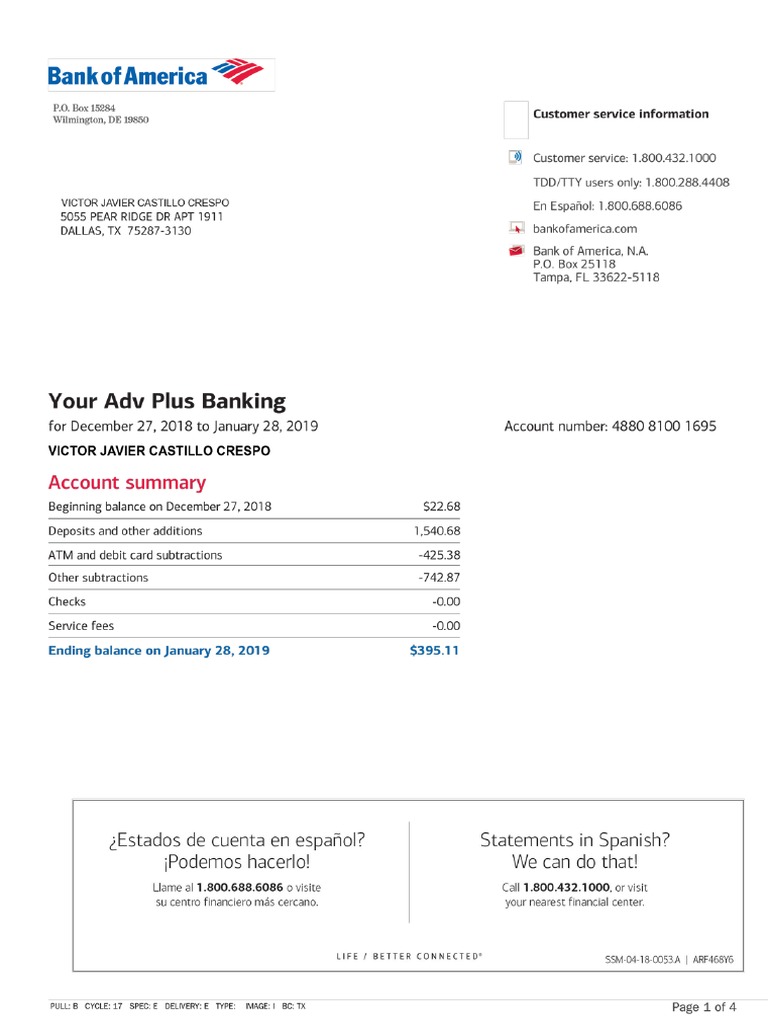Bank of America E-Statement | PDF