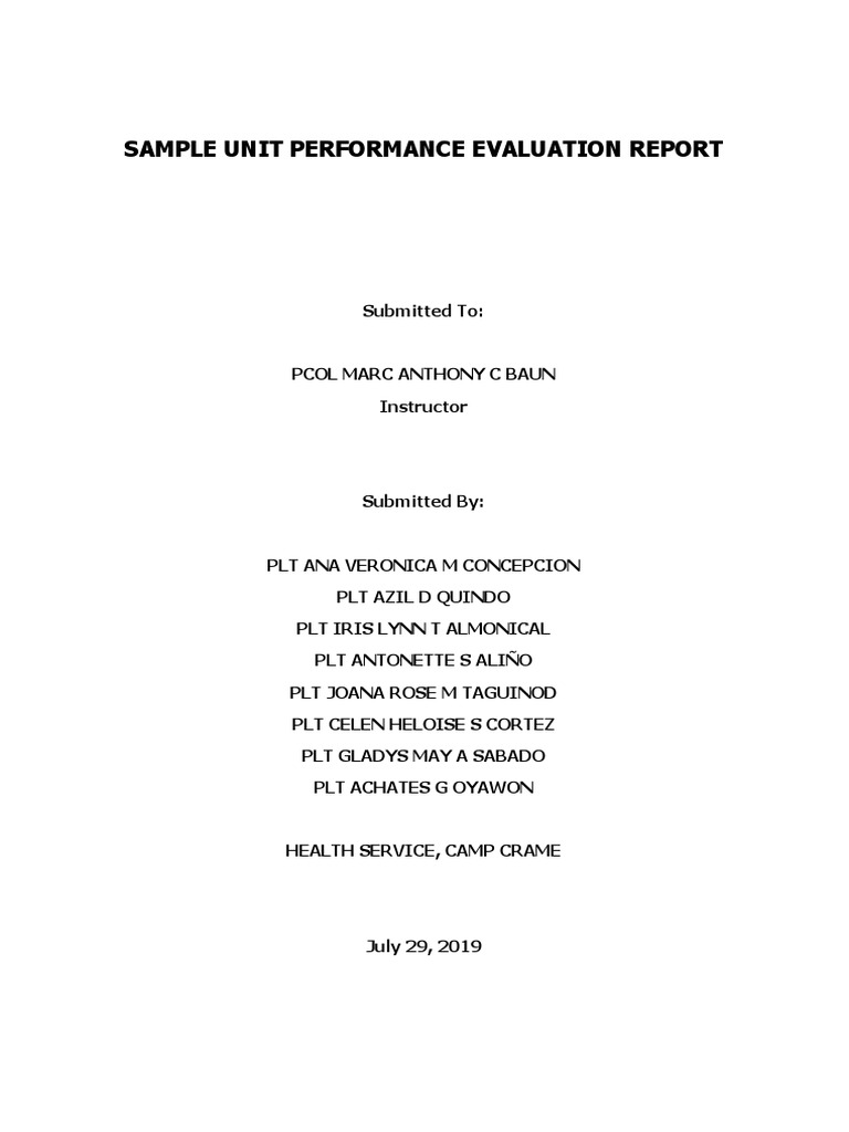 Sample Unit Performance Evaluation Report | PDF