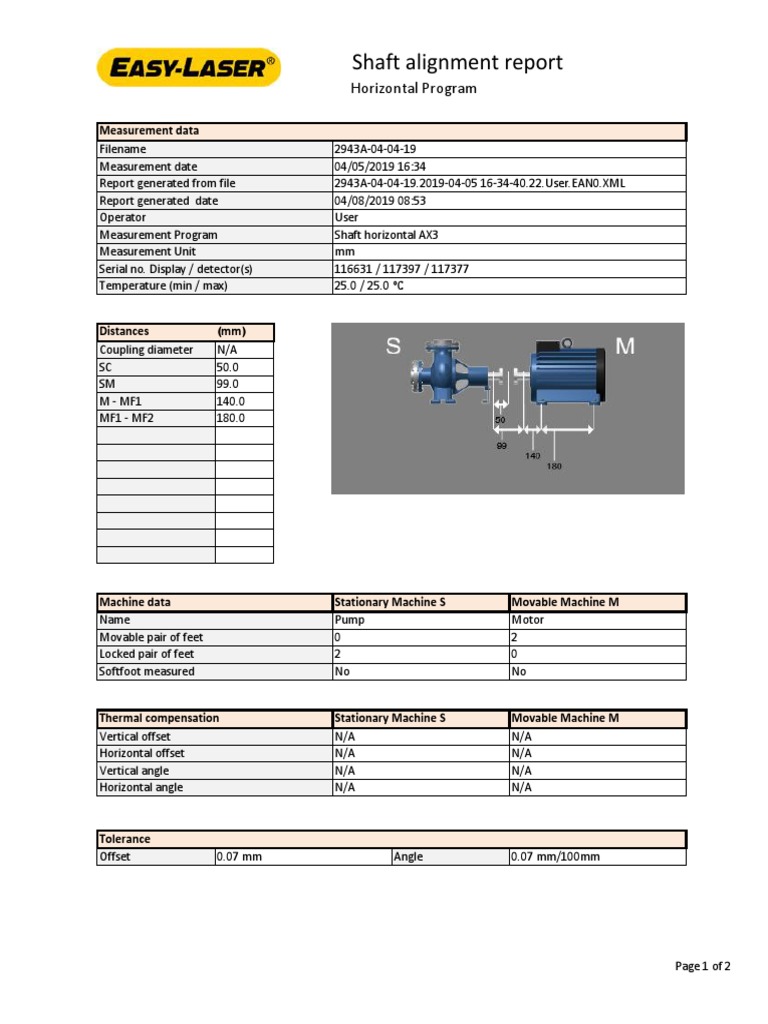 Shaft Alignment Report | PDF